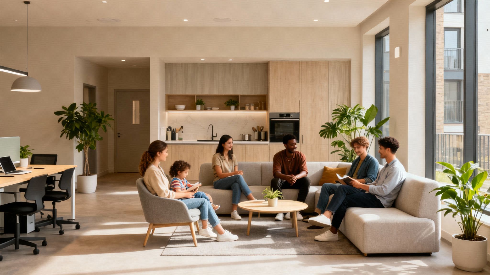 Group of friends enjoying life in a build to rent property