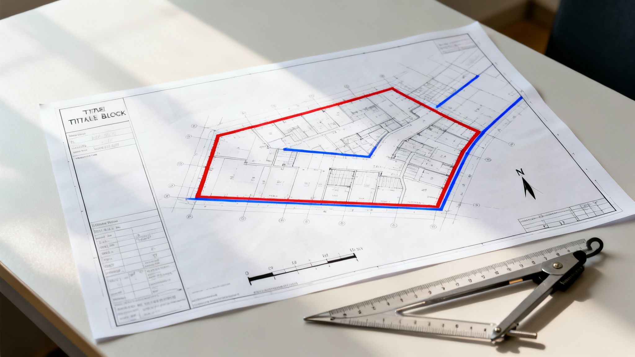 A professional reviewing a site plan and location plan at a desk.